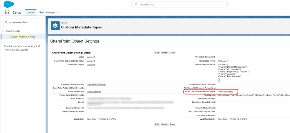 Folder Custom Field Default Value